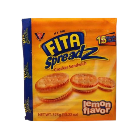 M. Y. San Fita Lemon Flavor Cracker Sandwich 375g - Almere Pinoy Store